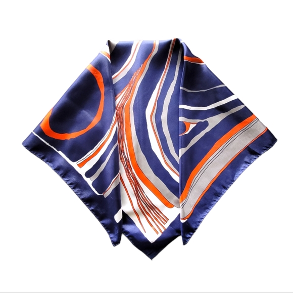 Vintage | Accessories | Vintage Abstract Marbled Printed Red Blue Scarf ...